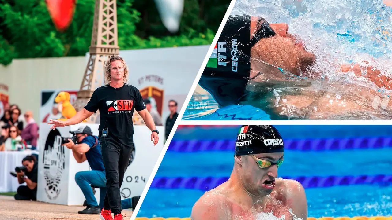 Thomas Ceccon e Alberto Razzetti da Dean Boxall insieme a Lèon Marchand